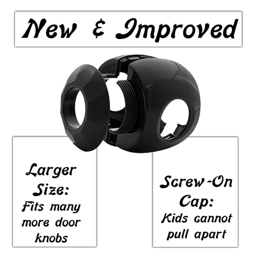 Black - Door knob Baby Safety Cover - 5 Pack - Deter Little Kids from Opening Doors with A Child Proof Door Handle Lock - Driddle