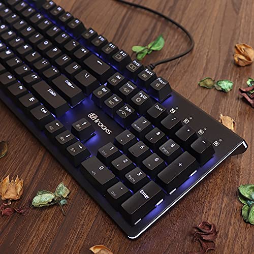 i-rocks K75M Illuminated Mechanical Keyboard, 104 Keys, PBT Keycaps, Backlit LED Light and Shortcut Keys - Programmable Light & Macro Recorder (Cherry MX Brown Switch, White)