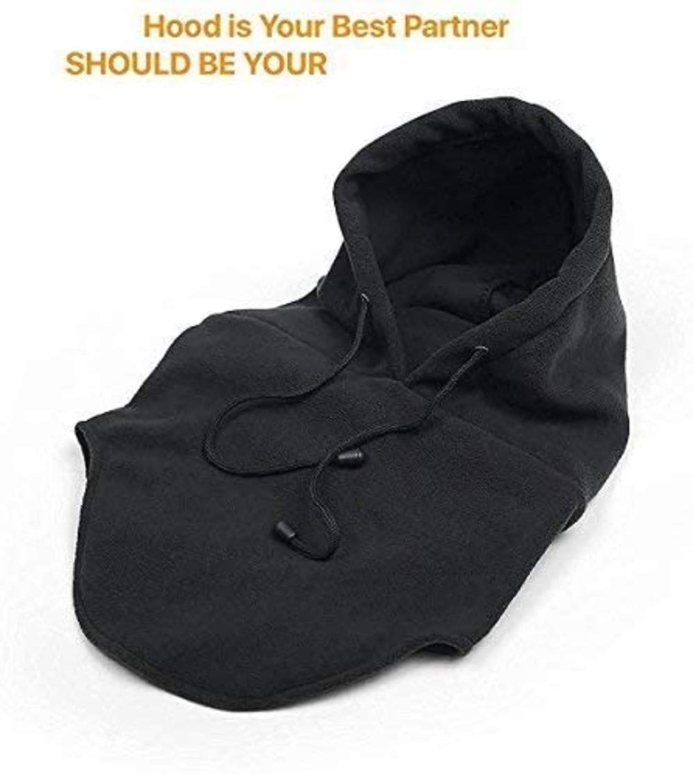 Balaclava Fleece Hood - Windproof Face Ski Mask - Ultimate Thermal Retention & Moisture Wicking with Performance Soft Fleece Construction, Black, One Size