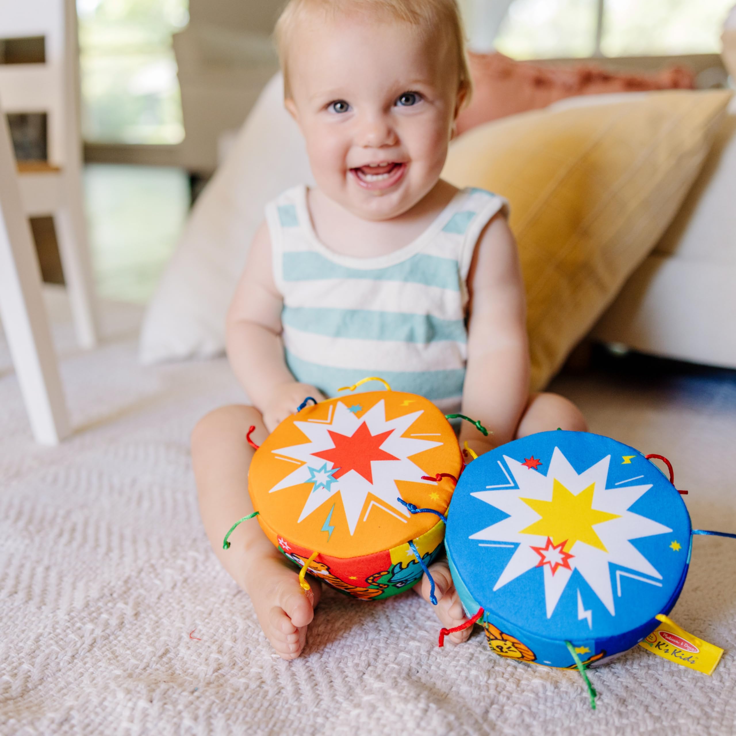 Melissa & Doug K's Kids Bongo Drums Soft Musical Instrument, Multicolor, 1 EA