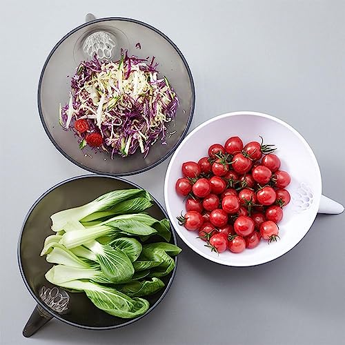 Drainer Food Basket with Spout, Multifunctional Draining Fruit Food Vegetable Kitchen Sink Drainer Bowl Colander Drainbowl Fruits Washer Salad Basket (2PCS*Grey)