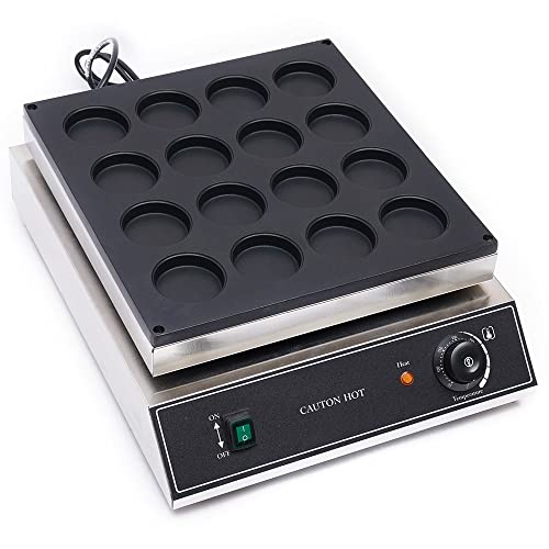 HinLIaDa 110V Electric Mini Cake Baker Machine, 16 Holes Red Bean Cake Maker Waffle Baker Machine Commercial Nonstick End Alarm with Thermostats & Timers LED Lights Show for Home Kitchen Bakery