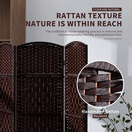 Divider Room Panel, 4 Panel 6 Ft Folding Privacy Screens, Freestanding Hinged Room Dividers (Brown)