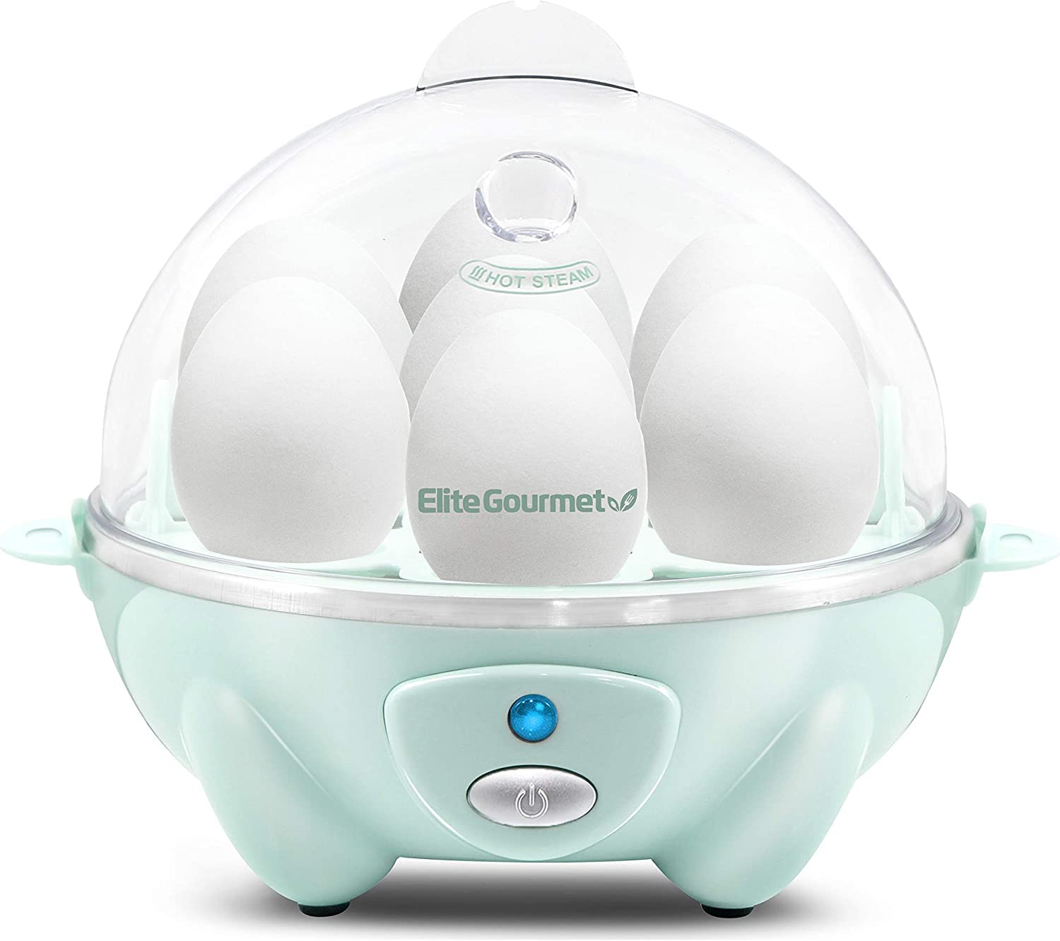 Elite Gourmet EGC007M Rapid Egg Cooker, 7 Easy-To-Peel, Hard, Medium, Soft Boiled Eggs, Poacher, Omelet Maker, Auto Shut-Off, Alarm, 16-Recipe Booklet, Mint