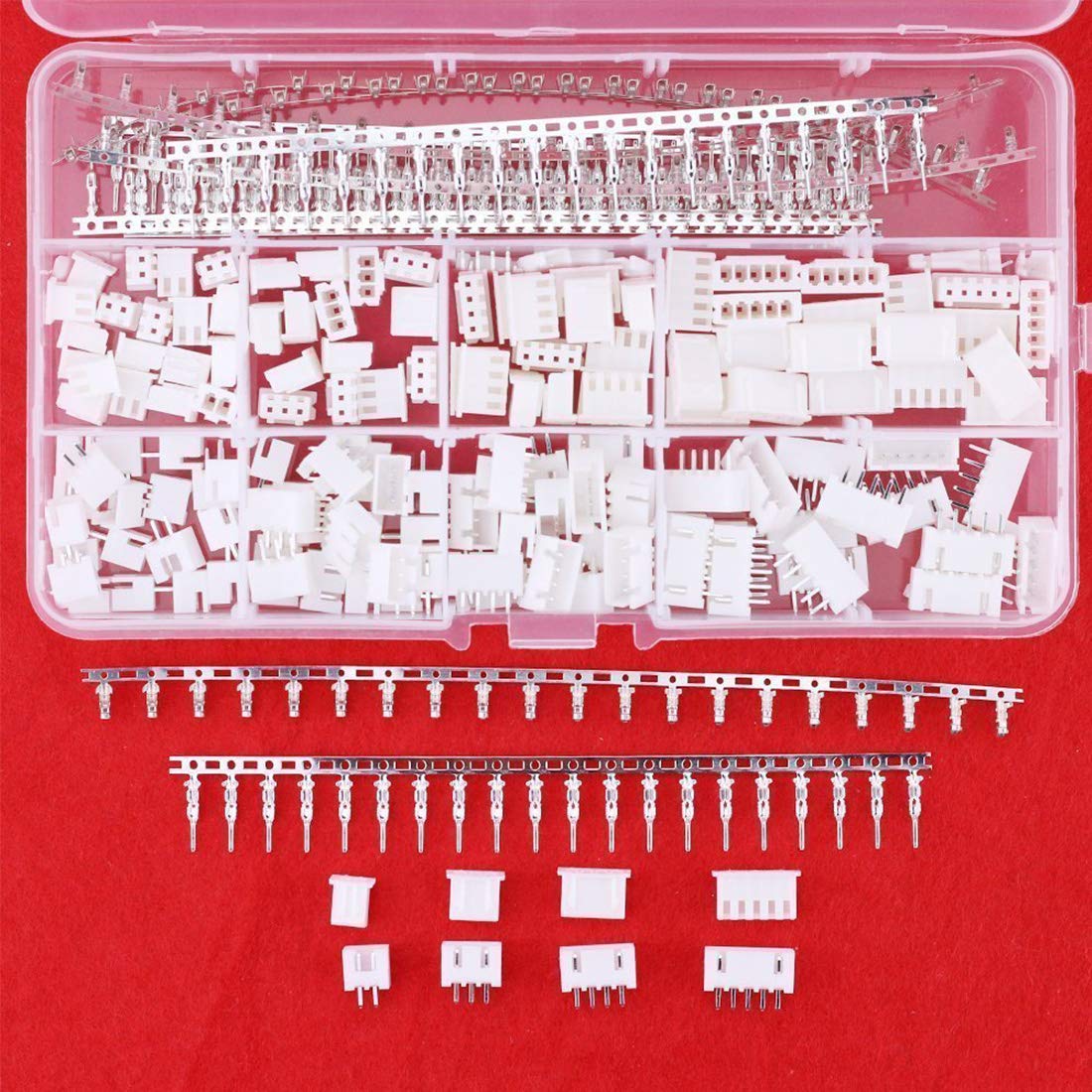 Hilitchi 560Pcs 2.54mm 2/3/4/5 Pin Housing and Male/Female Pin Head Connector Adapter Plug Set Perfectly Compatible with JST-XHP