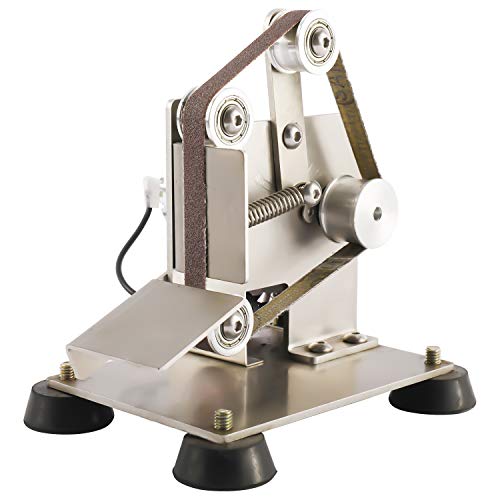 DIY Mini Electric Belt Sander Multifunctional Grinding Machine, Electric Knife Apex Edge Sharpener, Small DIY Polishing Machine with 10 pcs Sand Belts