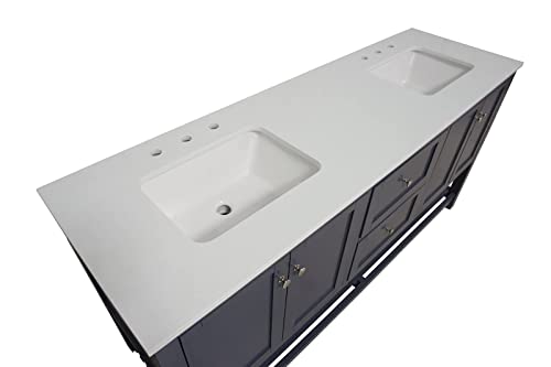 Kitchen Bath Collection Lakeshore 72-inch Double Bathroom Vanity (Engineered White/Marine Gray): Includes Marine Gray Cabinet with Engineered White Countertop and White Ceramic Sinks