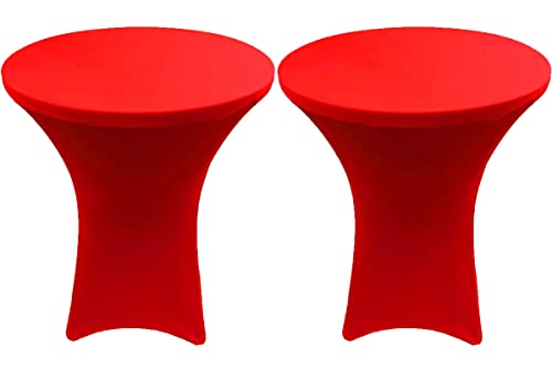 Gowinex 2 Pack Red 32x42 inches Cocktail Highboy Spandex Fitted Stretch Tablecloth Table Cover Wedding Event Party