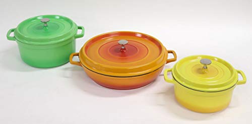 GET Heiss CA-011-G/BK Cast Aluminum Dutch Oven, 2.5 Quart, Round, Green