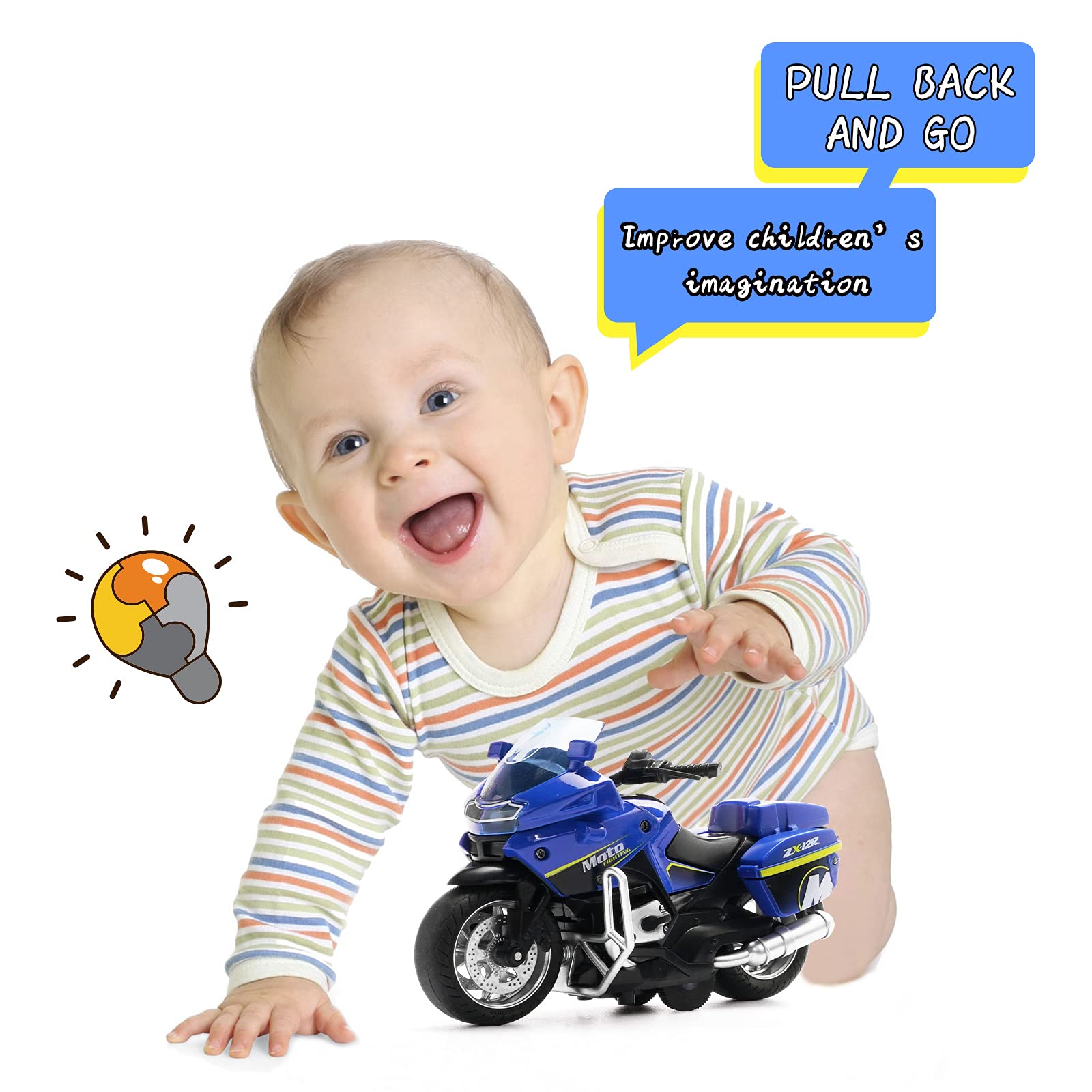 YA LE MING Die-Casting Motorcycle Toys,with Light and Music Toys Motorcycle Model, Toy Motorcycle for Kids 3-9 (Blue)