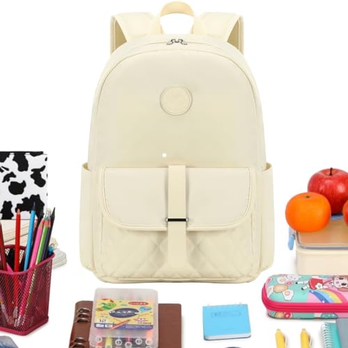Bluboon College Laptop Backpack School Bookbag Travel Rucksack School Bagfor High School(Beige-Quited)