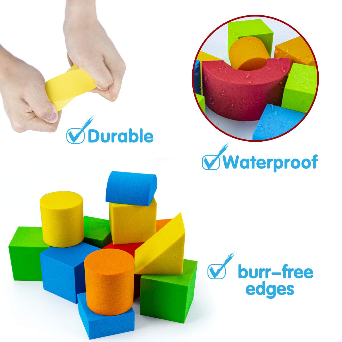 UNIH Foam Building Blocks for Toddlers 1-3, Soft Stacking Toys for 1 2 3 4 Year Old Boys Girls, Kids Stackable Block Set (94 pcs)