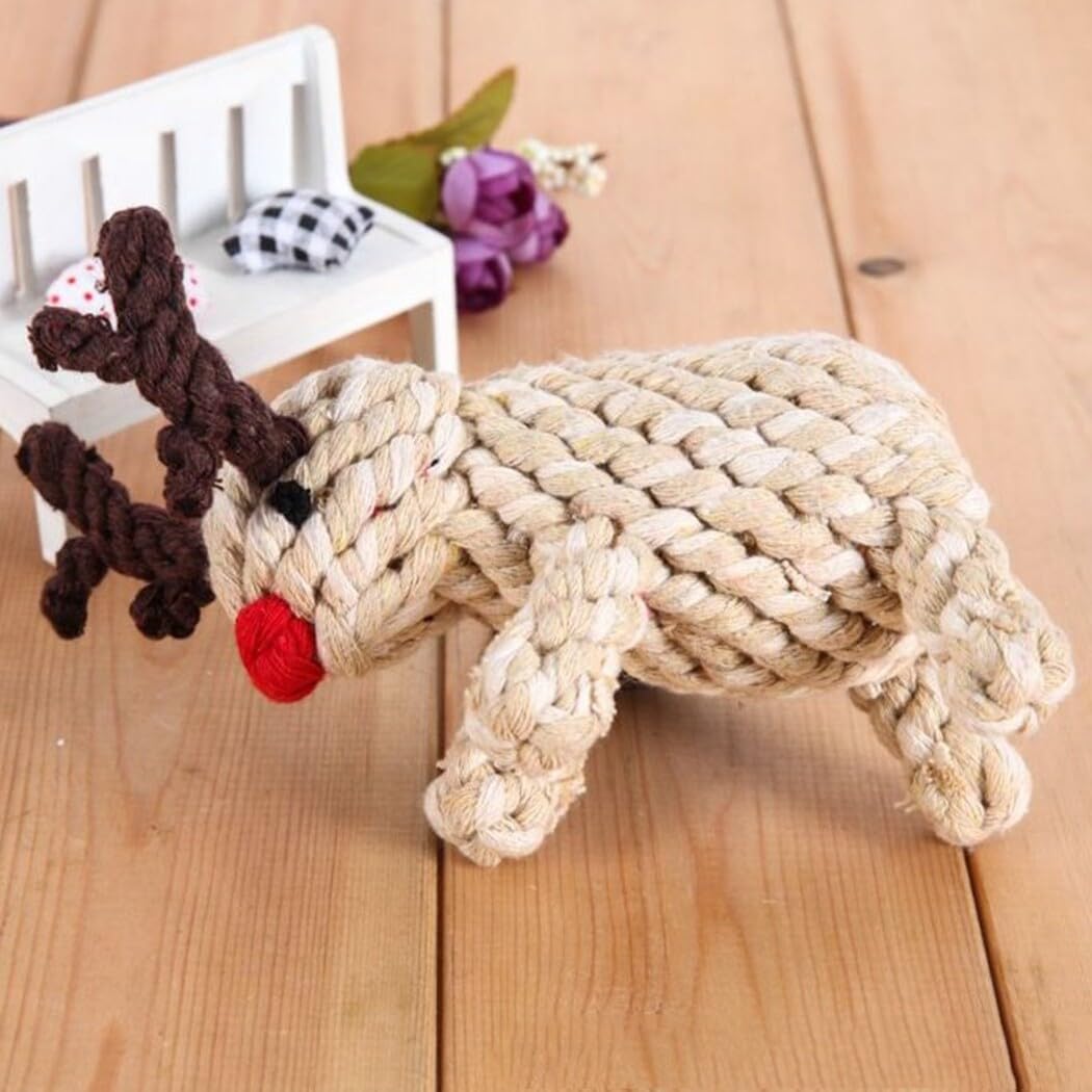 Interactive Reindeer Rope Chew Toy – Durable Puppy Dental Care Training Toy, Cute & Portable for Stress Reduction