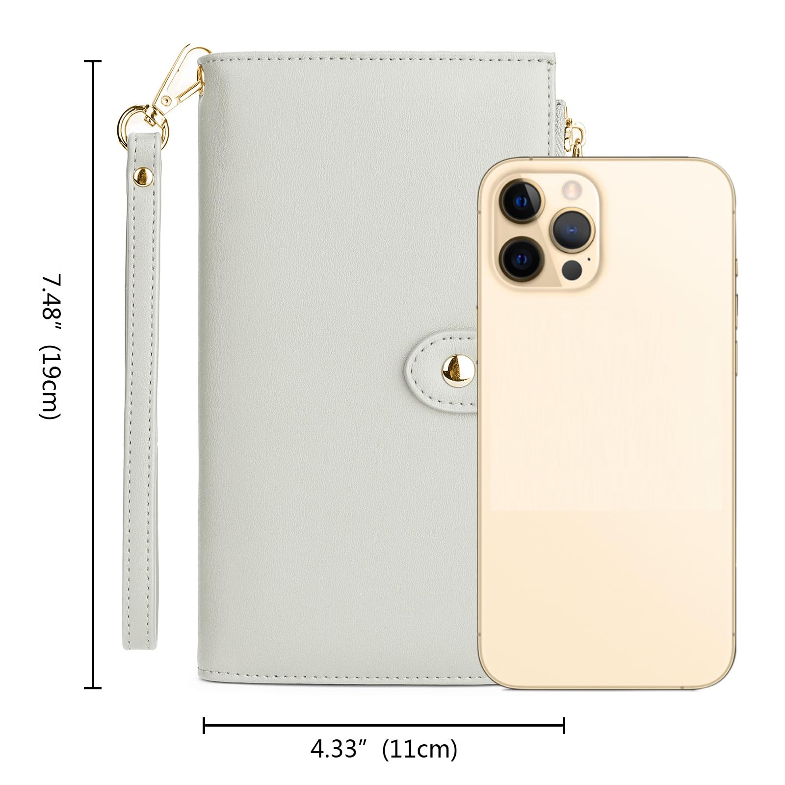 YALUXE Leather Wallets for Women Double Zipper Pockets Phone Holder 22 Card Slots Organizer Billfold with ID Window