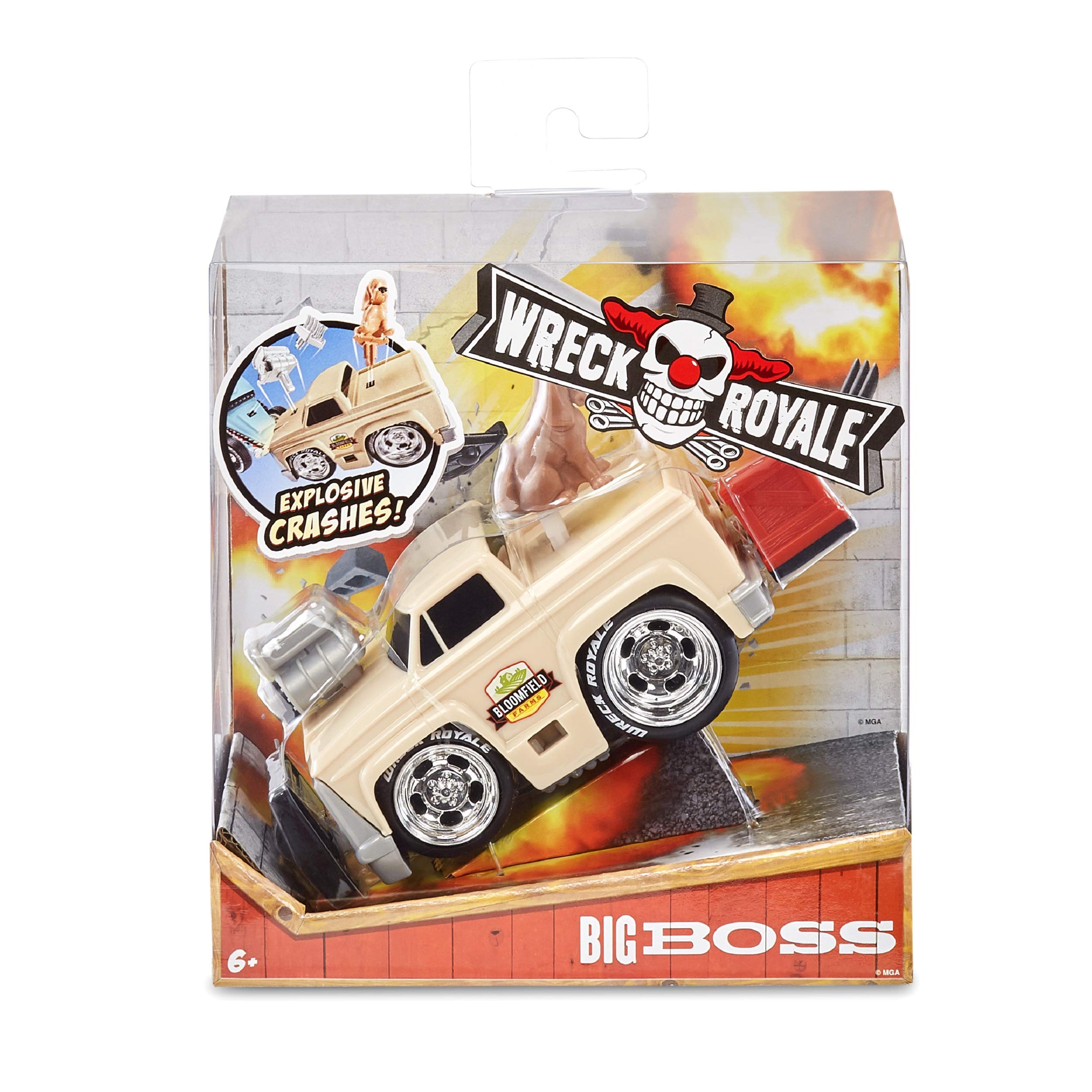 MGA Entertainment Wreck Royale Exploding Crashing Big Boss Race Car with 4 Mix 'N Match Explosive Parts