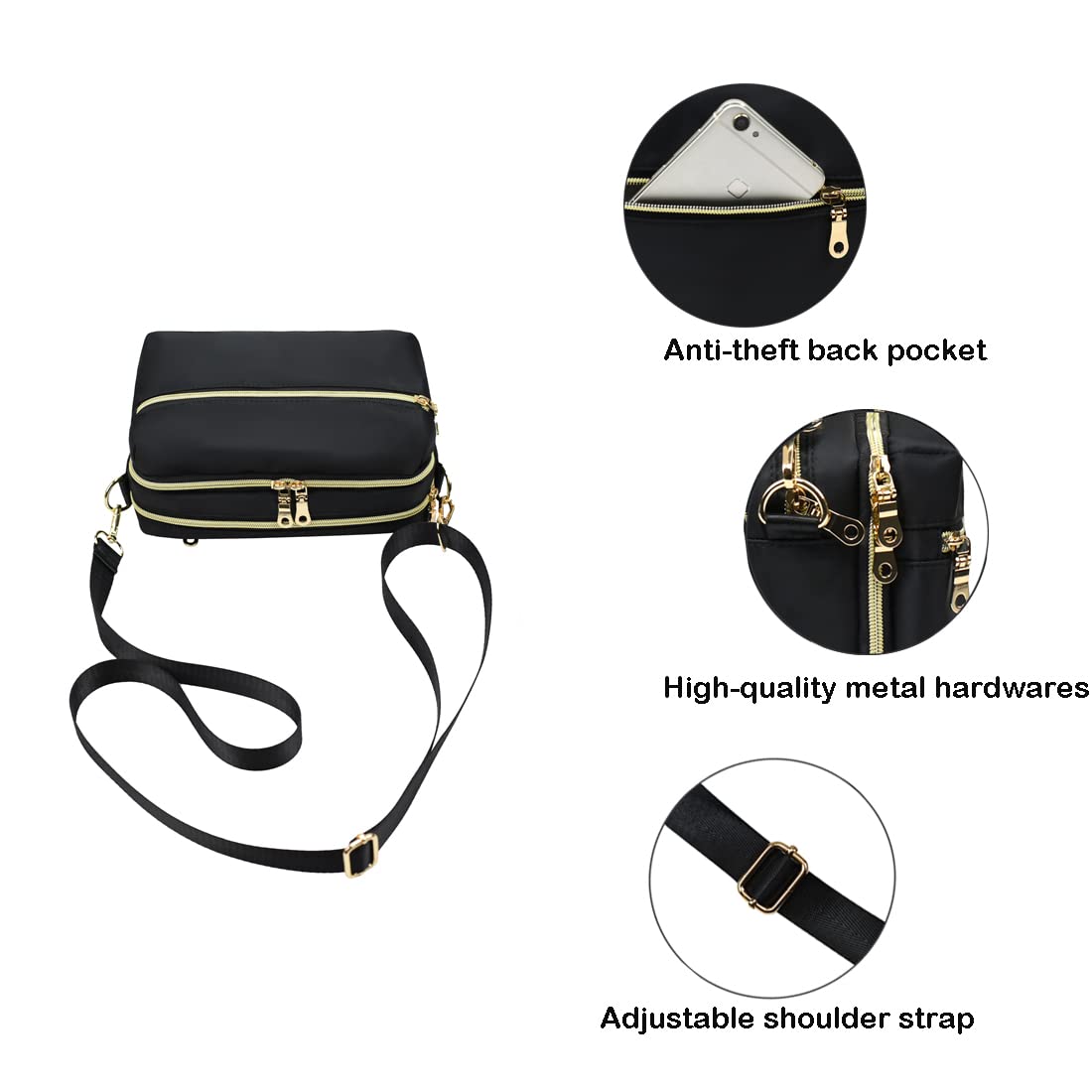 YANAIER Functional Multi Pocket Crossbody Bag for Women Stylish Ladies Shoulder Messenger Bags Purse Burgundy