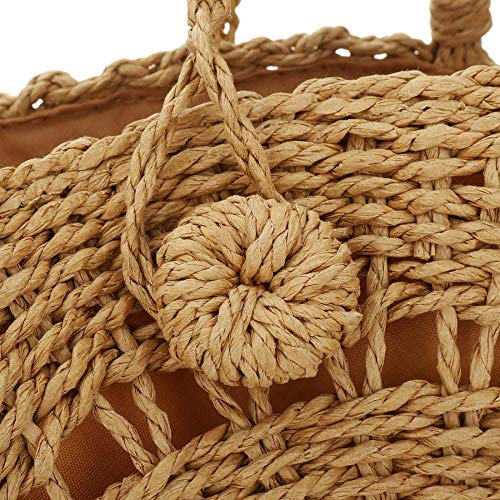 Straw Tote for Women, Crossbody Handwoven Rattan Straw Bag Summer Beach Carrying Shoulder Handbag(Coffee)