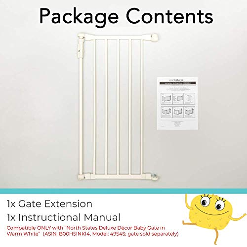 Toddleroo by North States 6 Bar Extension for Deluxe Décor Gate: Adjust your gate to fit your space. Add up to six extensions. No tools required. (Adds 15" width, Warm White)