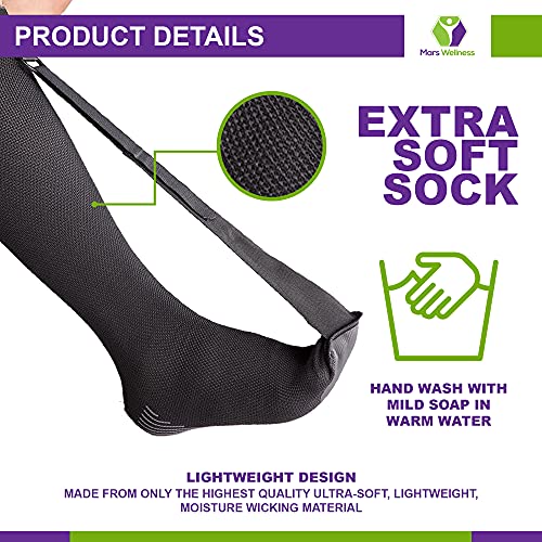 MARS WELLNESS Plantar Fasciitis Brace Stretch Night Sock With Tread - For Pain Relief from Plantar Fasciitis and Achilles Tendonitis - Foot Splint Support - Black - Large
