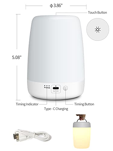 YYDSKIT Night Light for Kids Baby Nursery 200hrs Rechargeable Touch 3Dimming 5Color Changing Lamp 3Timers Portable