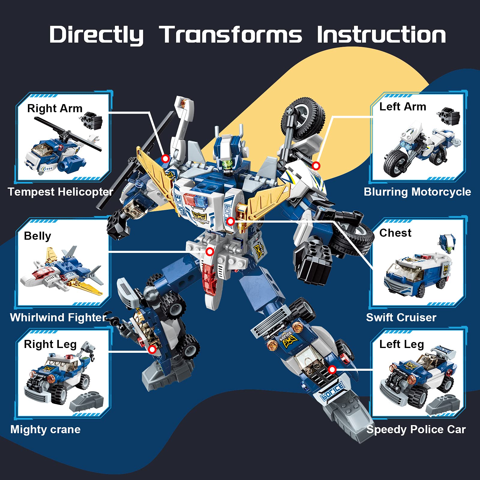 MIUJY Educiro STEM Robot Building Toys, 453 PCS Construction Toys 6-in-1 STEM Toys for 6 Year Old Boys Creative Building Bricks Engineering Vehicles Blocks Kit for Kids Age 6 7 8 9 10 11 Year Old