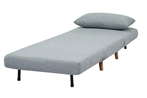 GIA Tri-Fold Light Gray Single Seat Convertible Futon with wooden effect leg/Sofa Bed with Romevoable pillow, Extra Thickness,Flexible position change and Space-Saving.