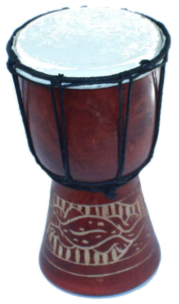 Holy Land Market Djembe or Jembe Drum With nature and Animals carving from Jerusalem - Medium size (25 cm or 10 Inches high)