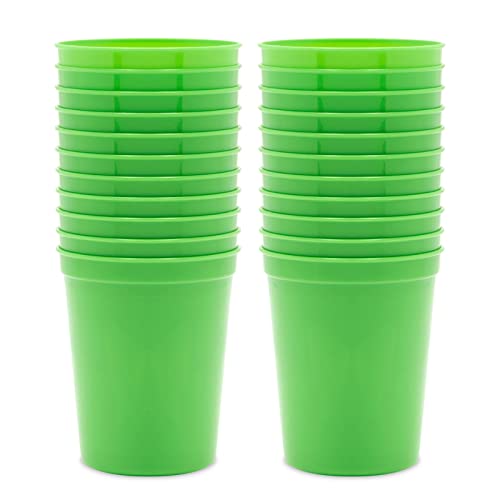 BLUE PANDA 24-Pack 16-Ounce Green Plastic Stadium Cups, Bulk Reusable Tumblers for All Occasions and Celebrations