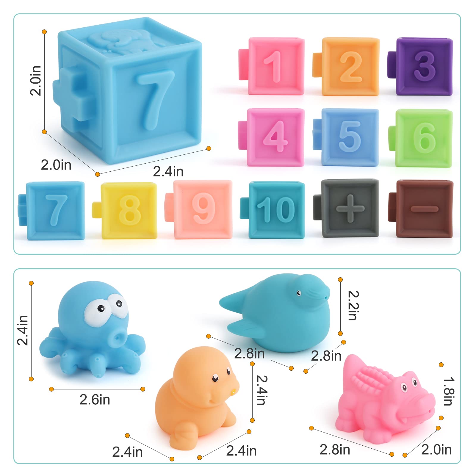 Yutin Soft Blocks for Babies, 16PCS Baby Stacking Building Block for Boys Girls, Squeezing Toy Christmas Easter Gift for Infants Toddlers 6 to 12 Months and Up