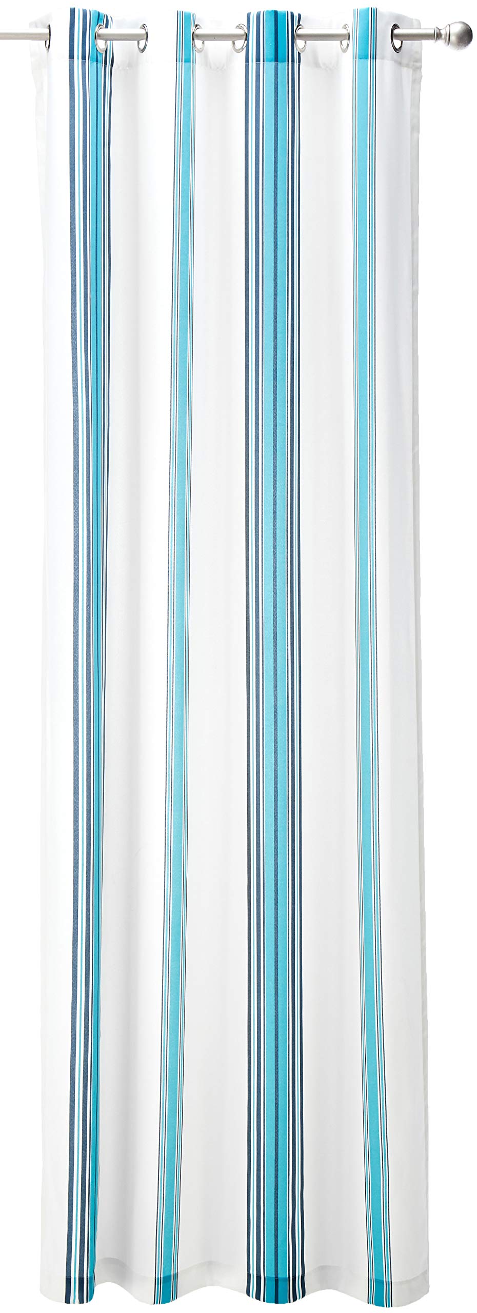 Madison Park Newport Striped Outdoor Single Window Curtain Panel for Garden with 3M Scotchgard for Moisture Repellent, Weather Resistant, Long-Lasting Protection, 1-Panel Pack, 54" W x 108" L, Blue
