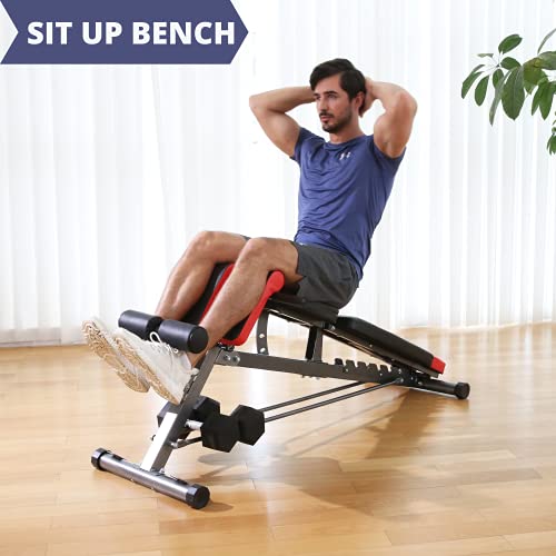 Finer Form Multi-Functional FID Weight Bench for Full All-in-One Body Workout β Hyper Back Extension, Roman Chair, Adjustable Sit up Bench, Incline, Flat & Decline Bench. Perfect with adjustable dumbbell set, barbell weight set or bench press