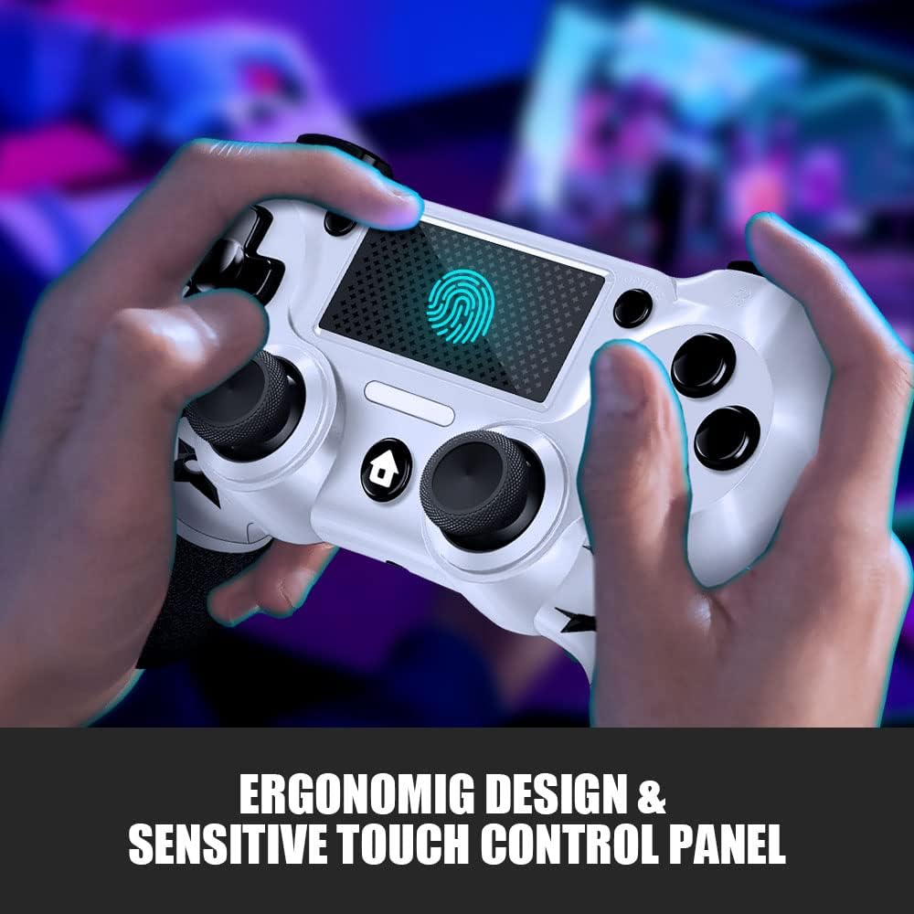 Blue Red Wireless PS-4 Controller, Compatible with /PS4/Slim/Pro with Dual-Vibration for PS4…