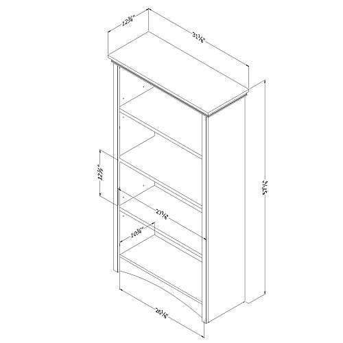 South Shore Gascony 4-Shelf Bookcase Pure White