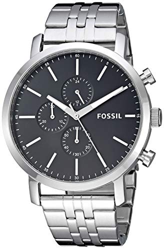 Fossil Men's Luther Quartz Stainless Chronograph Watch, Color: Silver (Model: BQ2328IE)