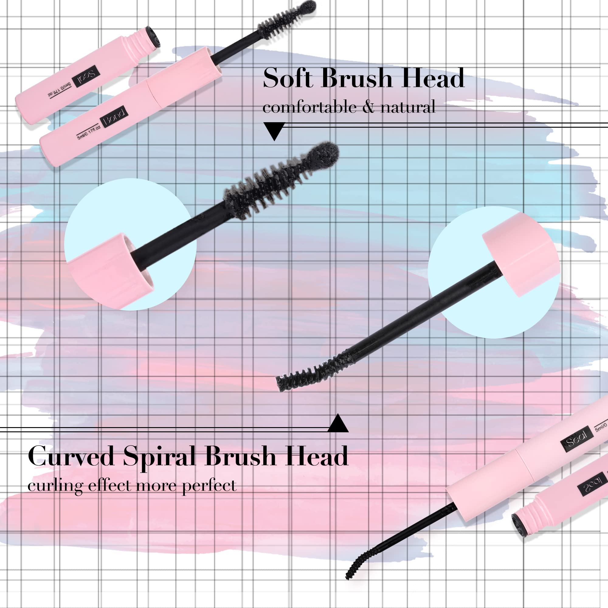 Cluster Lashes Glue Bond and Seal for DIY Lash Extension Strong Hold Long Lasting Waterproof Clump-resistant Eyelashes Glue (5ml×2)
