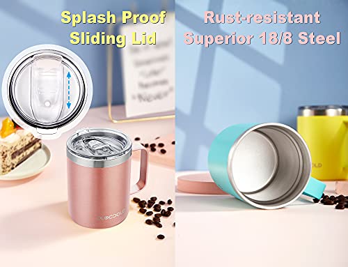 DLOCCOLD Insulated Coffee Mug with Handle 12 oz Stainless Steel Travel Coffee Cup with Lid Spill Proof Reusable Thermos Coffee Cups for Men Women