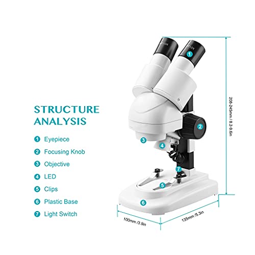 DLOETT 2 0X / 40x Stereo Microscope 45 ° Tiltted Eyepieces with Eyecup Top LED Vision PCB Saler Mobile Repair Tool