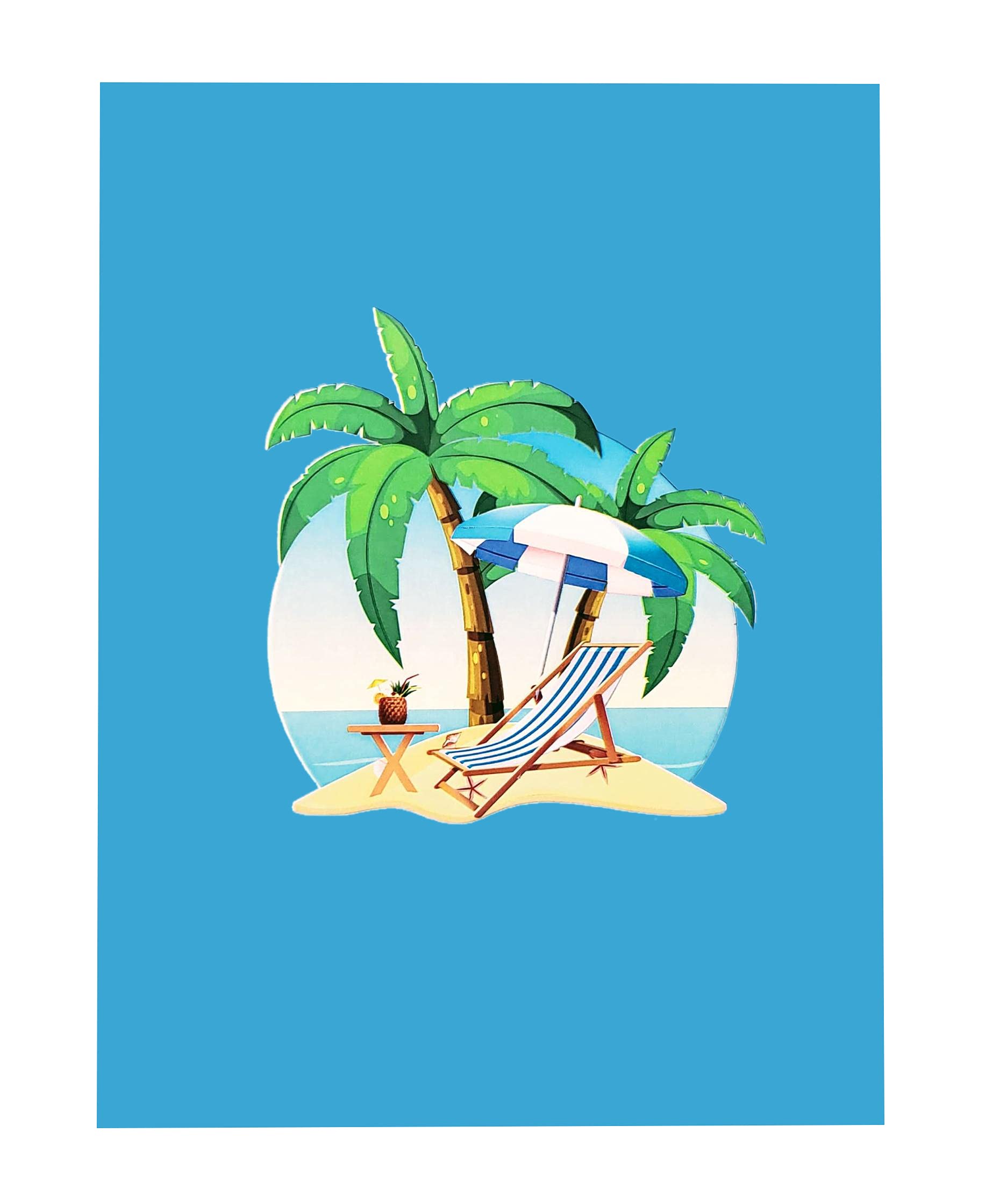 iGifts And Cards Oceanfront 3D Pop Up Greeting Card - Tree, Palms, Ocean, Beach, Vacation, Calm, Bon Voyage, Fun, Just Because, Retirement, Mother’s Day, Father's Day, Happy Birthday