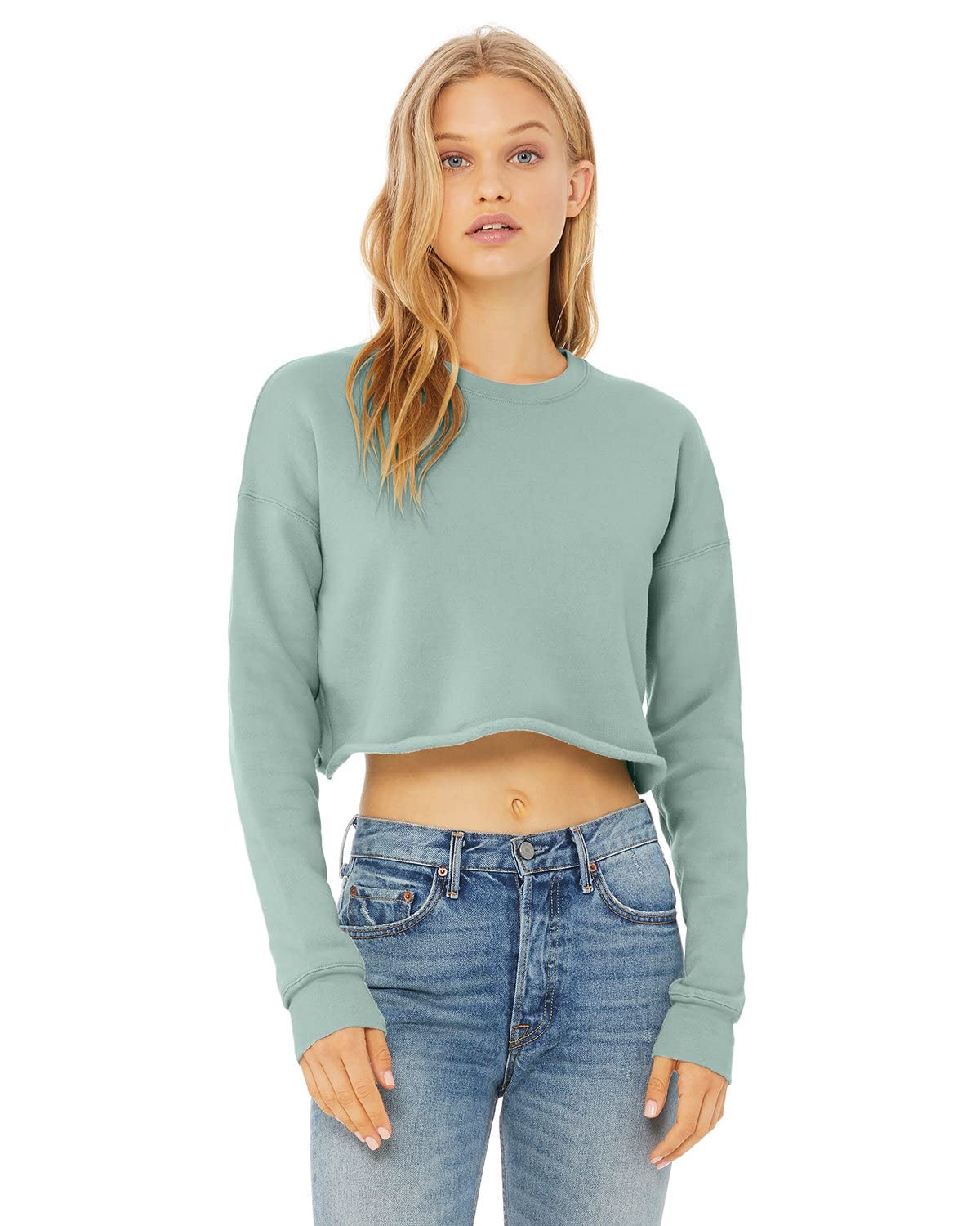 Bella + Canvas Ladies' Cropped Fleece Crew L DUSTY BLUE