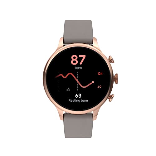 Fossil Unisex Gen 6 42mm Stainless Steel and Leather Touchscreen Smart Watch, Color: Rose Gold, Taupe (Model: FTW6079V)