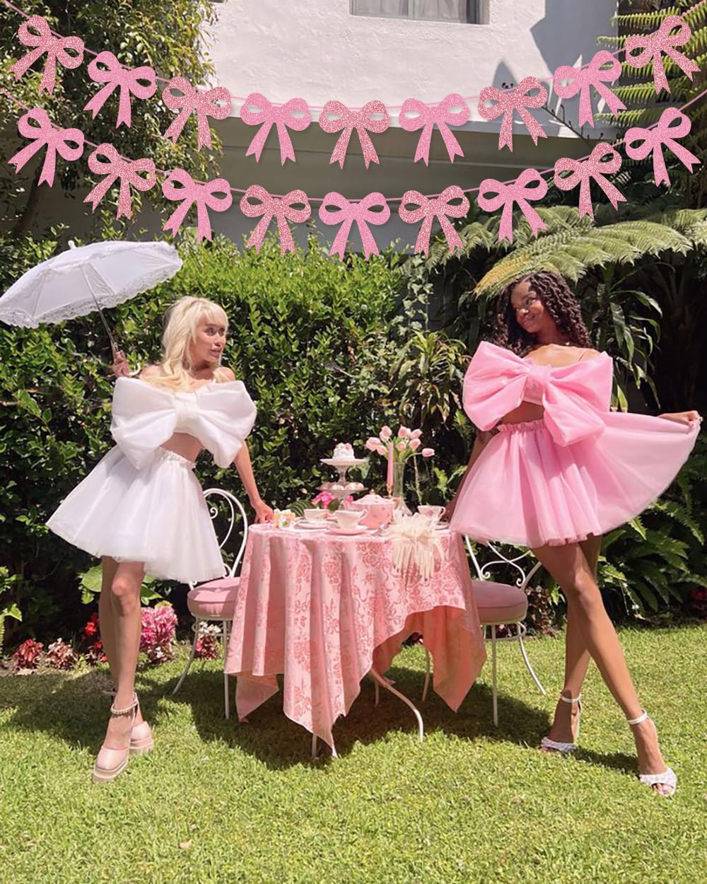 Pink Bow Garland Banner for Coquette Bachelorette Party Coquette Birthday Party Bow Party Decorations
