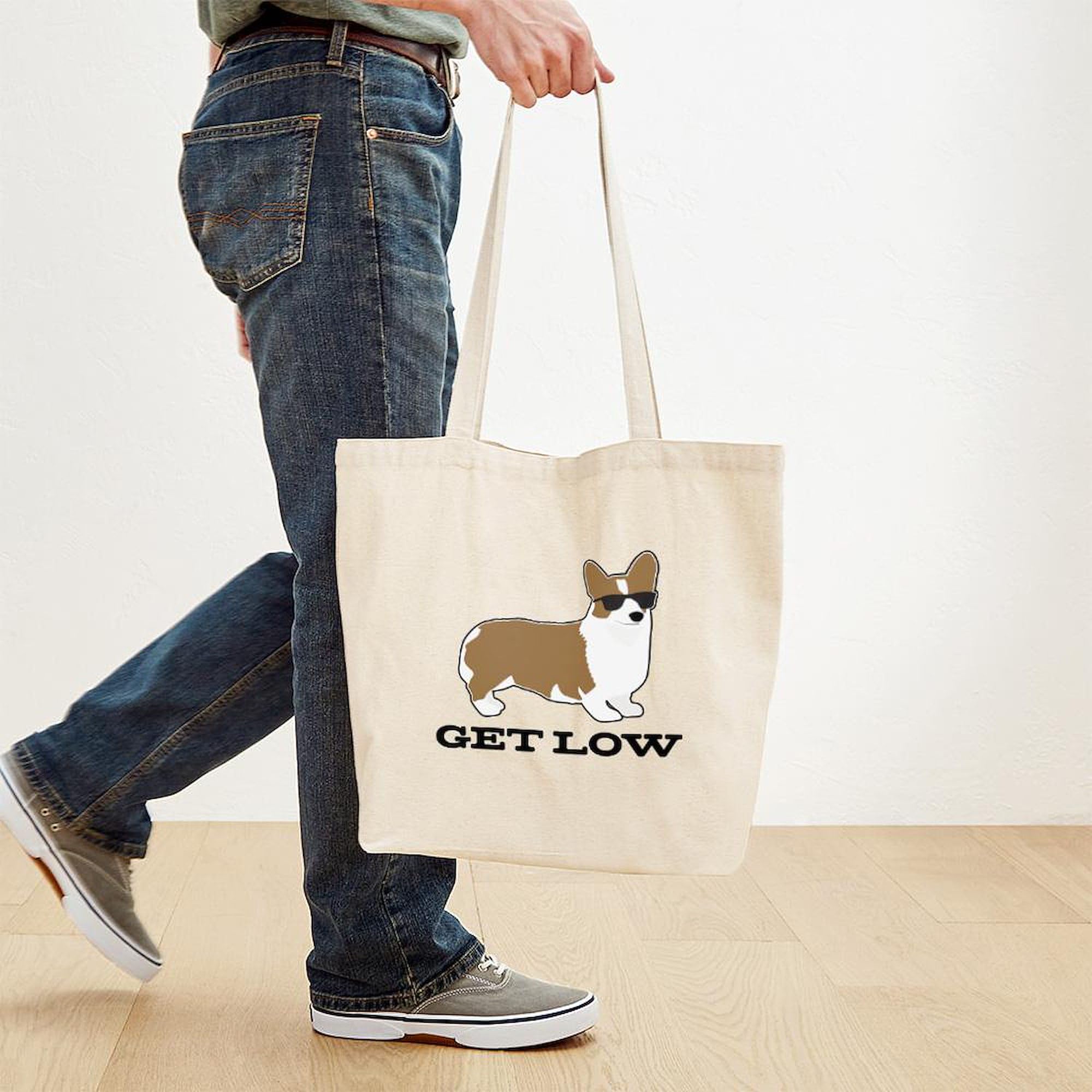 CafePress Get Low Corgi Tote Bag Canvas Tote Shopping Bag