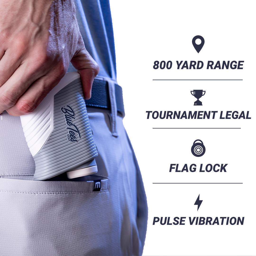 Blue Tees Golf Series 2 Laser Rangefinder - 800 Yards Range, Flag Lock Pulse Vibration, Non Slope. Attaches to Push Cart, Golf Cart Rails.