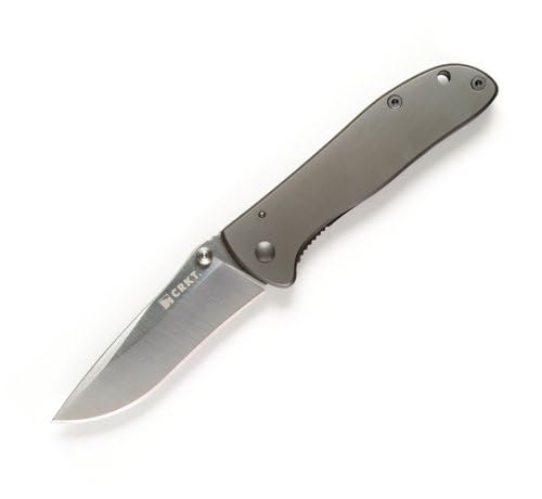 CRKT Drifter EDC Folding Pocket Knife: Everyday Carry, Gray Ti Nitride Blade, Thumb Stud Opening, Stainless Steel Handle, Pocket Clip 6450S