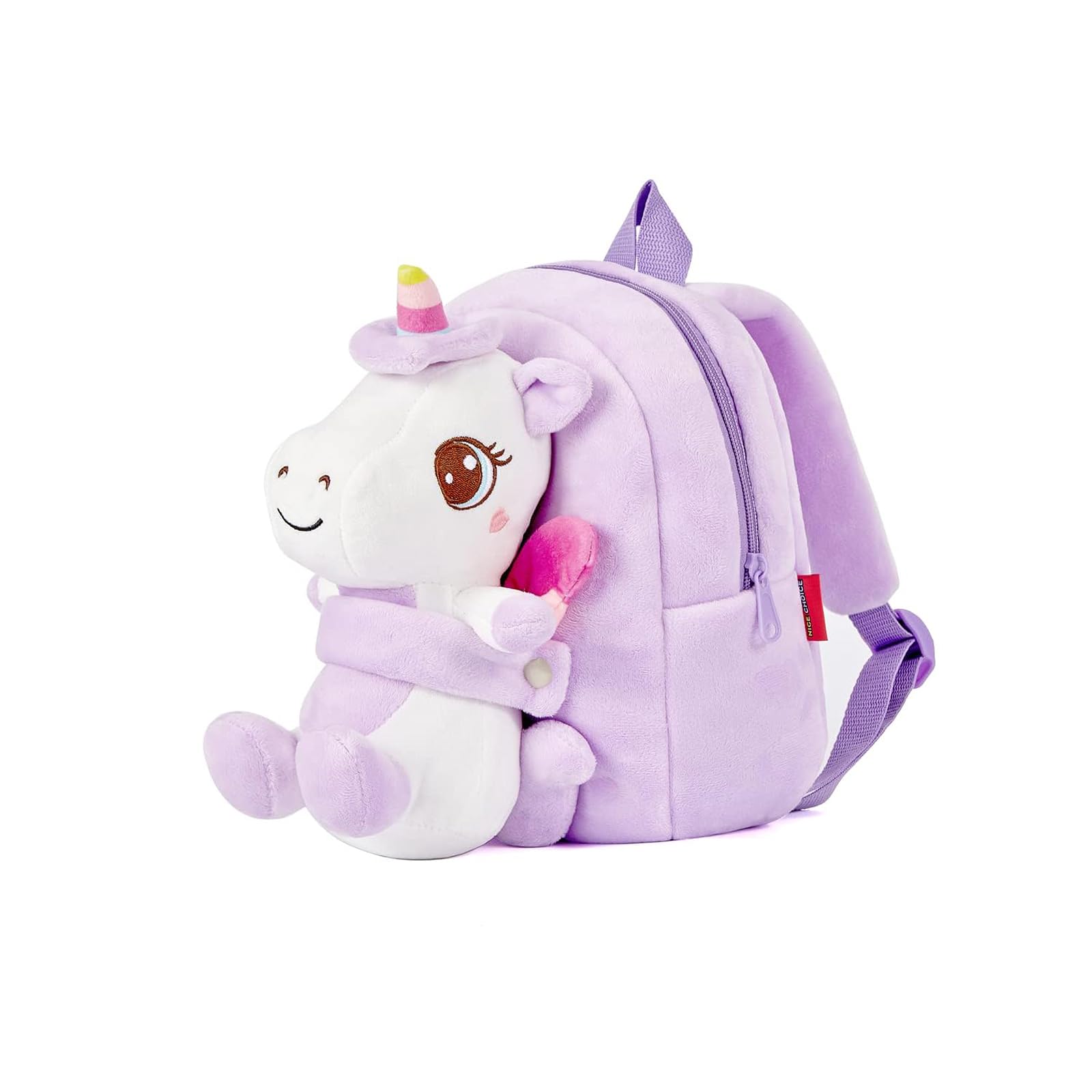 NICE CHOICE Toddler Unicorn Plush Backpack with Toys Dolls for Boys and Girls for Preschool Kindergarten Birthday Gifts (Purple Unicorn)