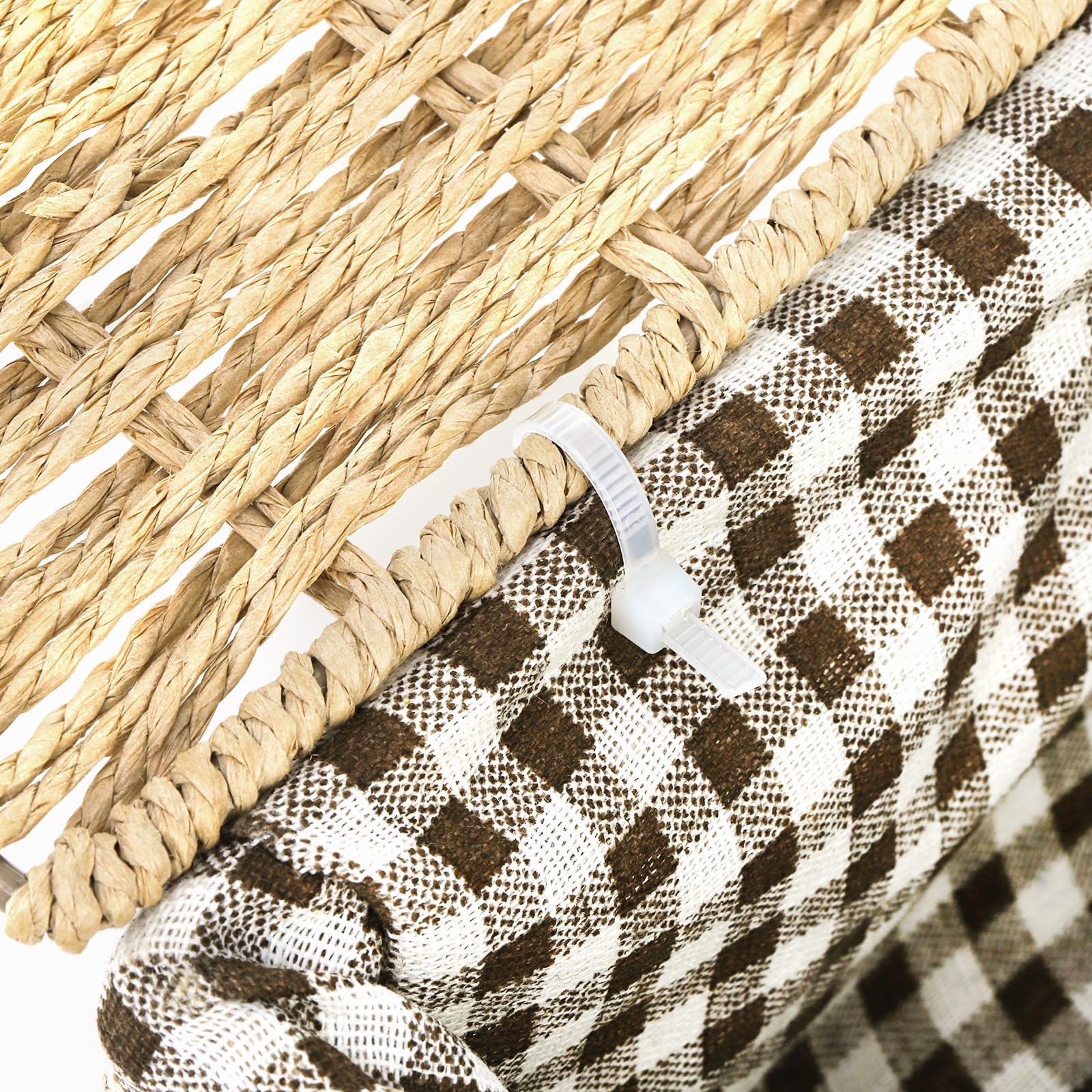 Coloch 2 Pack Paper Rope Woven Storage Basket with Lid, Decorative Wicker Storage Bins with Removable Liner Stackable Shelf Baskets for Countertop, Toys, Towels, Small Household Items, 2Sizes
