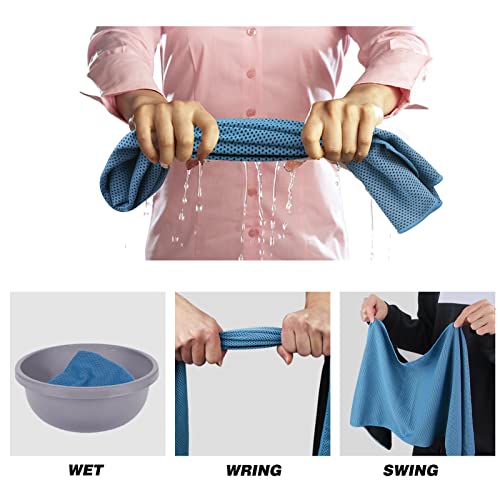 Homelove Cooling Towel (35.4"x11.2"),Cooling Towels 2 Pack,Lightweight Microfiber Towel for Gym, Workout, Sport & Sweat, Quick Dry Towel for Body, Neck & Face During Work, Travel, Camping-Blue+Grey