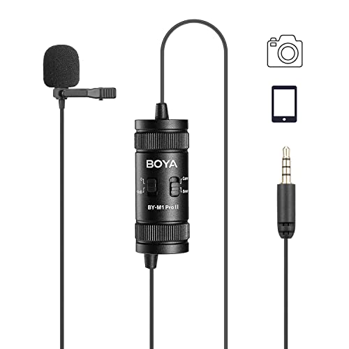 BOYA by-M1 Pro II Lavalier Microphone Noise Cancelling Omnidirectional Mic with Monitoring Port for YouTube Tiktok Interview Broadcast Content Creation