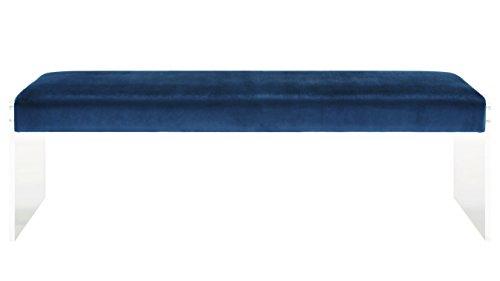 Tov Furniture Envy Blue Velvet/Acrylic Bench