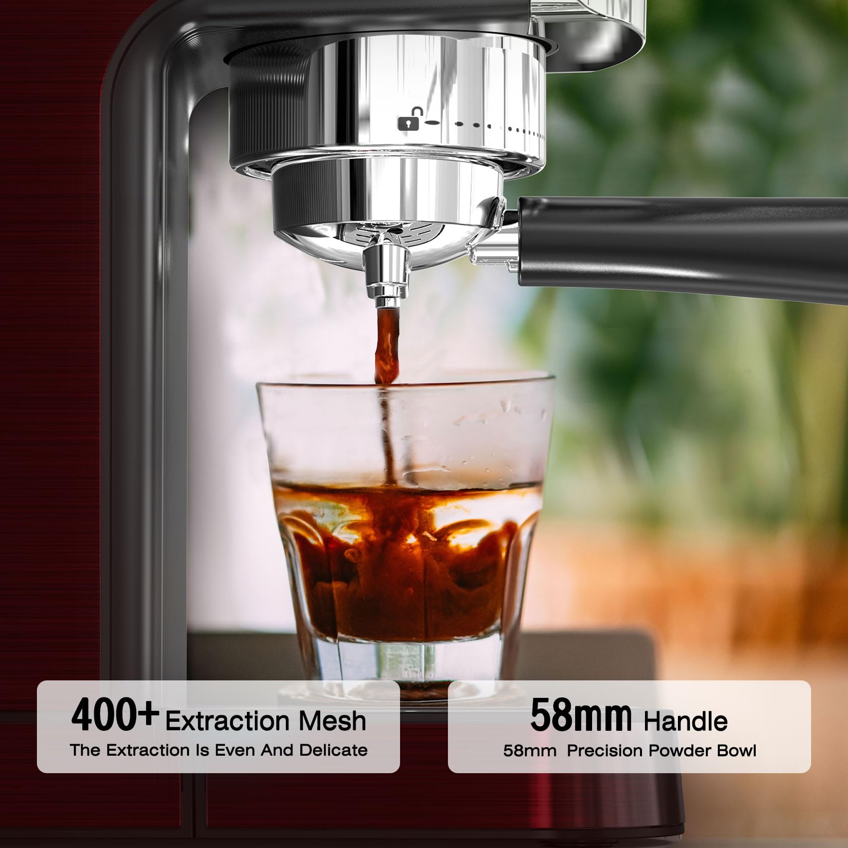 DRAGONBALL Espresso Machine, 20 Bar Coffee Machine with Milk Frother, Professional Espresso Maker with 40oz Removable Water Tank, Espresso Machines for Home, RED